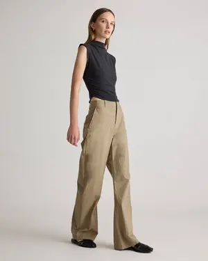 Quince Stretch Cotton Jersey Sleeveless Mock Neck Top