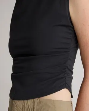 Quince Stretch Cotton Jersey Sleeveless Mock Neck Top