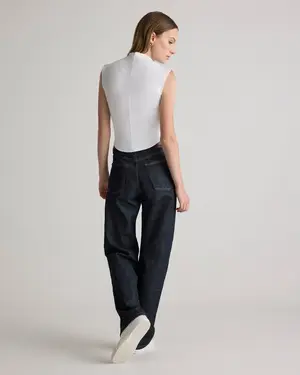 Quince Stretch Cotton Jersey Sleeveless Mock Neck Top