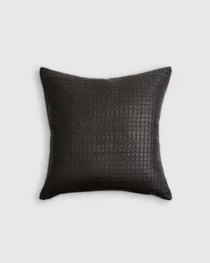 Quince Leather Basketweave Pillow Cover - Black