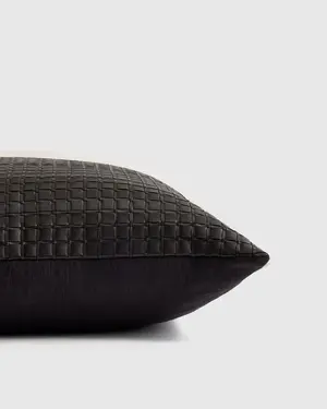 Quince Leather Basketweave Pillow Cover