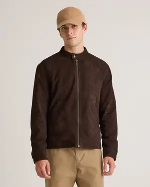 Quince Suede Café Racer Jacket Espresso