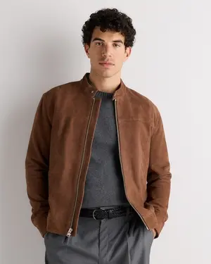 Quince Suede Café Racer Jacket - Java Brown