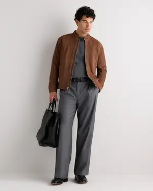 Quince Suede Café Racer Jacket - Java Brown