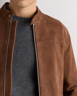 Quince Suede Café Racer Jacket - Java Brown