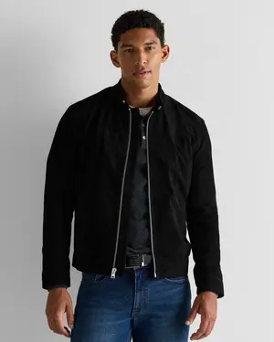 Quince Suede Café Racer Jacket - True Black