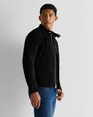 Quince Suede Café Racer Jacket - True Black