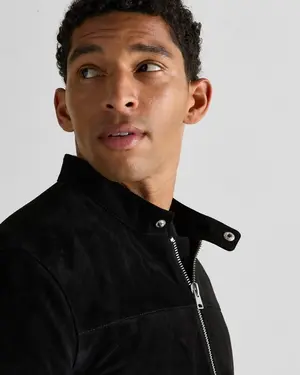 Quince Suede Café Racer Jacket - True Black