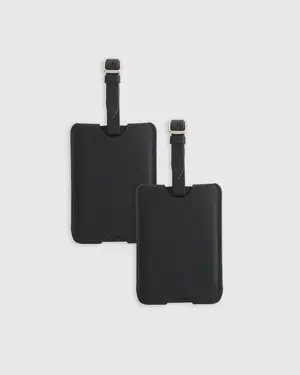 Quince Nappa Leather Luggage Tag Black
