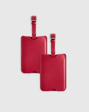 Quince Nappa Leather Luggage Tag Cherry Red