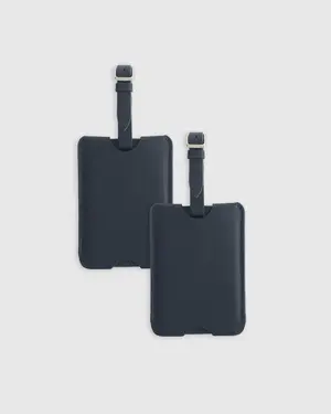 Quince Nappa Leather Luggage Tag Navy