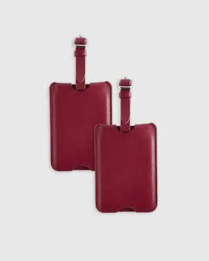 Quince Nappa Leather Luggage Tag Wine
