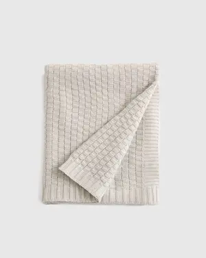 Quince Cotton Cashmere Knit Blanket - Light Grey