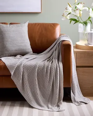 Quince Cotton Cashmere Knit Blanket - Light Grey