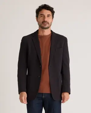 Quince Cotton Pique Knit Blazer - Black