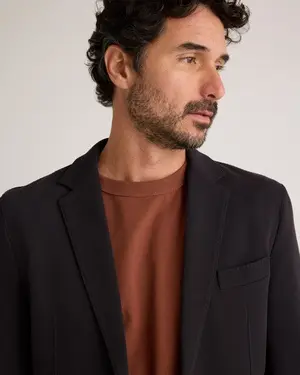 Quince Cotton Pique Knit Blazer - Black