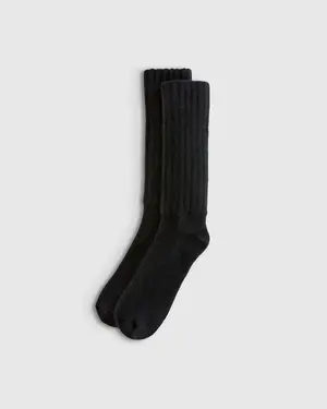 Quince Grade A Cashmere Ribbed Beanie Black