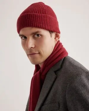 Quince Grade A Cashmere Ribbed Beanie Crimson
