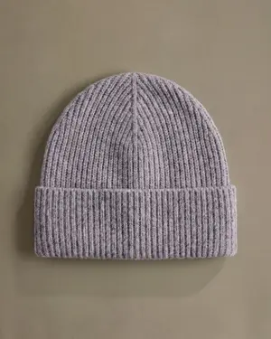 Quince Cashmere Ribbed Beanie - Heather Grey