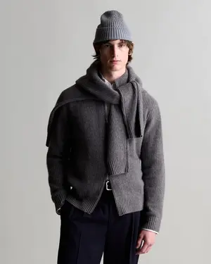 Quince Cashmere Ribbed Beanie - Heather Grey