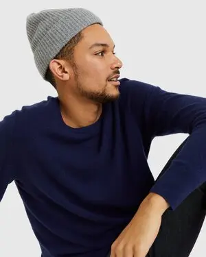 Quince Cashmere Ribbed Beanie - Heather Grey