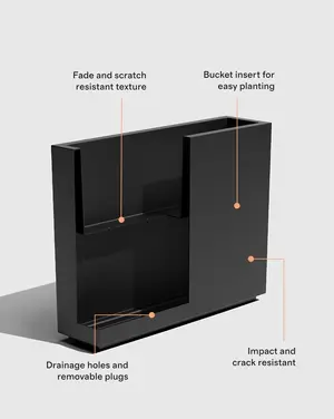 Quince Veradek Block Series All Weather Rectangular Planter - Black