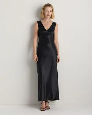 Quince V-neck Silk Maxi Dress