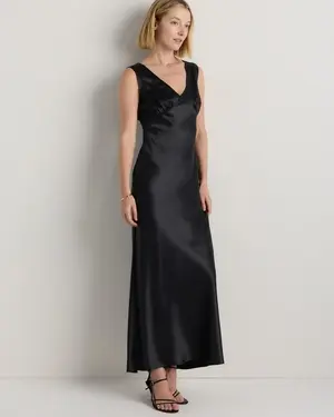 Quince V-neck Silk Maxi Dress