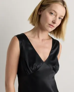 Quince V-neck Silk Maxi Dress