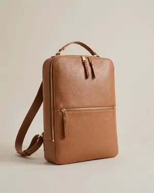 Quince Marlow Italian Leather Laptop Backpack - Cognac