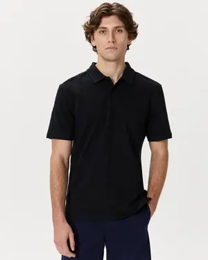 Quince Slub Polo - Bold Black