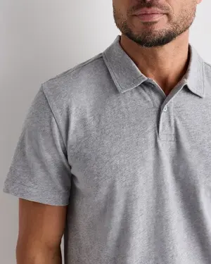 Quince Slub Polo - Heather Grey