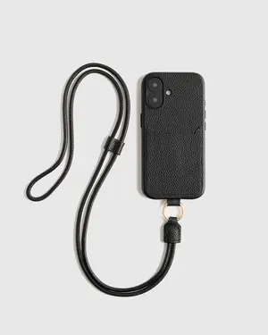 Quince Italian Leather Phone Crossbody Case - Black