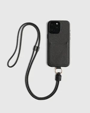 Quince Italian Leather Phone Crossbody Case - Black