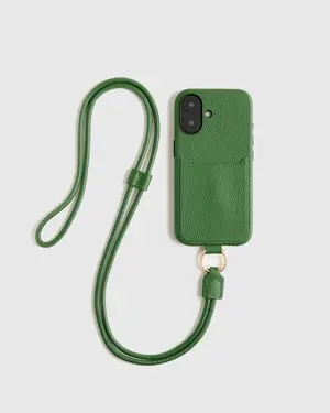 Quince Italian Leather Phone Crossbody Case - Emerald