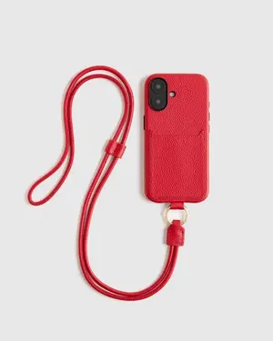 Quince Italian Leather Phone Crossbody Case Red