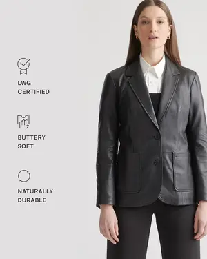 Quince Leather Blazer - Black
