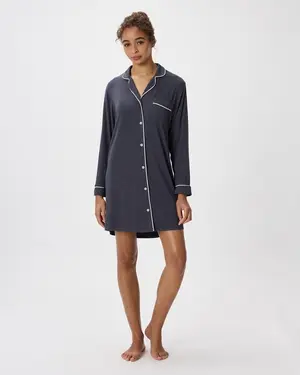 Quince Bamboo Jersey Sleep Shirt - Graphite