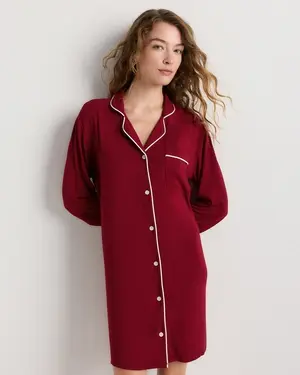Quince Bamboo Jersey Sleep Shirt - Rhubarb