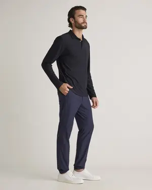 Quince Propique Performance Long Sleeve Polo - Black