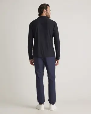 Quince Propique Performance Long Sleeve Polo - Black