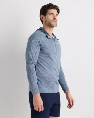Quince Mesh Performance Training Quarter Zip Hoodie - Heather Blue
