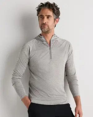 Quince Mesh Performance Training Quarter Zip Hoodie - Heather Grey