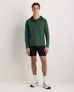 Quince Mesh Performance Training Quarter Zip Hoodie - Heather Olive