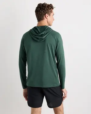 Quince Mesh Performance Training Quarter Zip Hoodie - Heather Olive