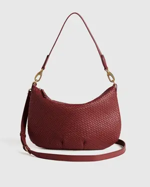 Quince Sloane Handwoven Shoulder Bag - Merlot