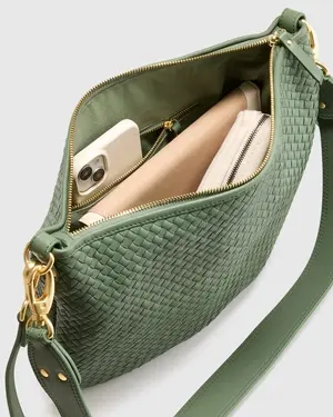 Quince Sloane Handwoven Shoulder Bag - Sage