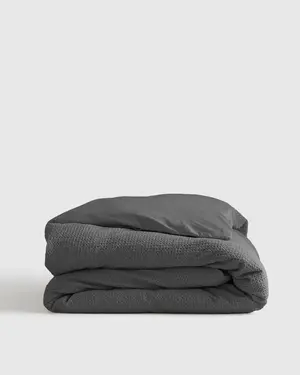 Quince Luxe Waffle Duvet Cover Grey