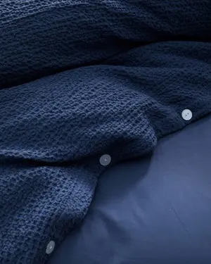 Quince Luxe Waffle Duvet Cover - Indigo