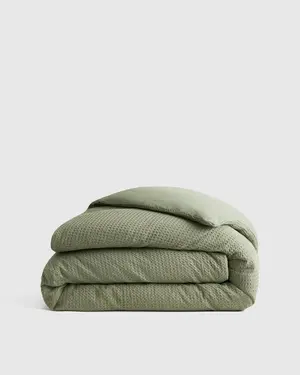 Quince Luxe Waffle Duvet Cover - Olive